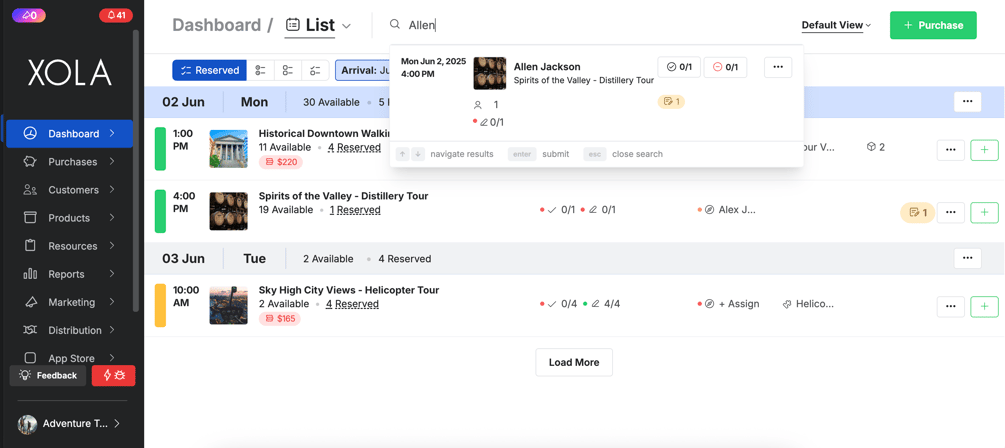Xola Dashboard